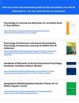 The Psychology of Learning and Motivation Volume 51 1st Edition Brian H ...