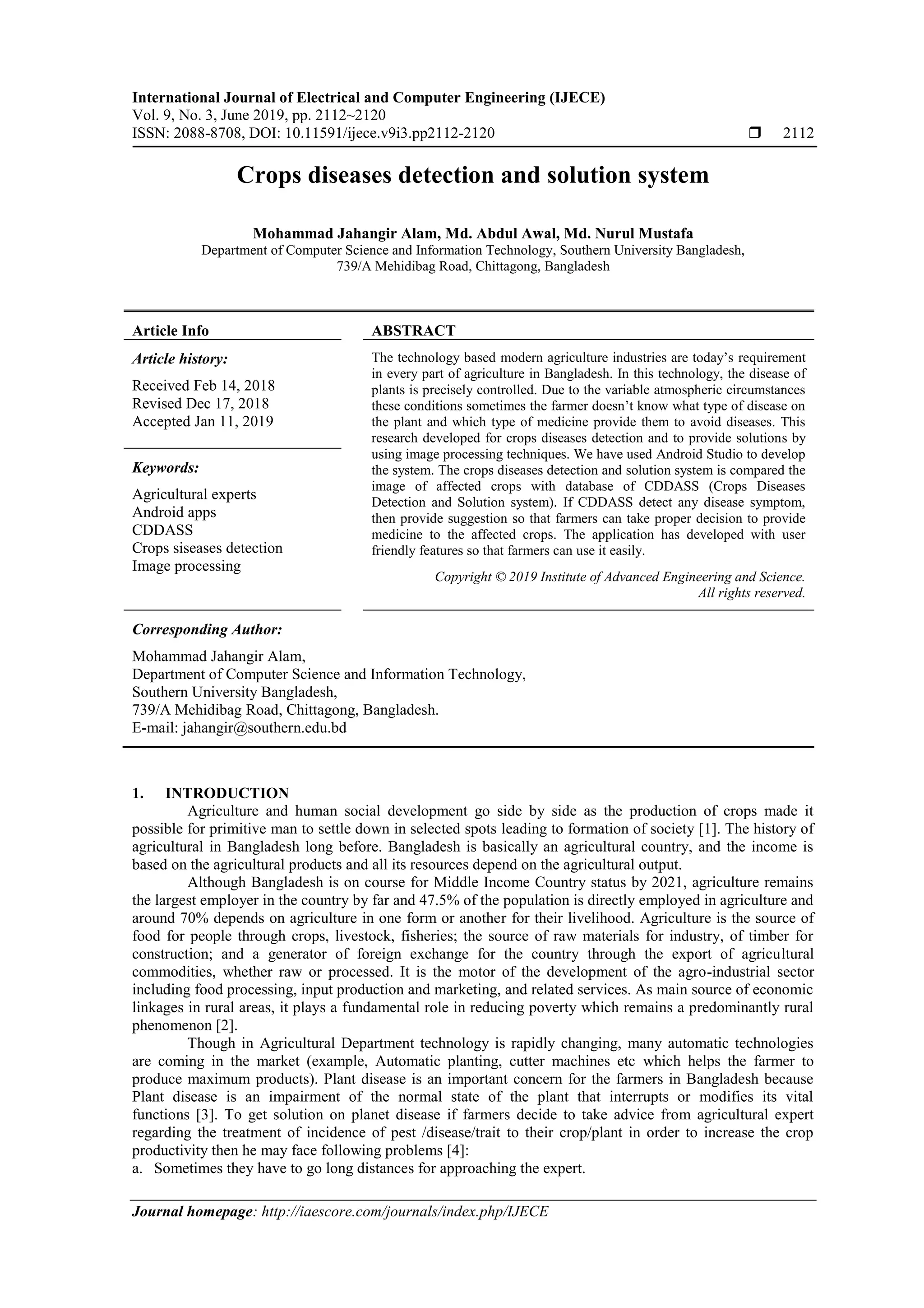 Crops diseases detection and solution system | PDF