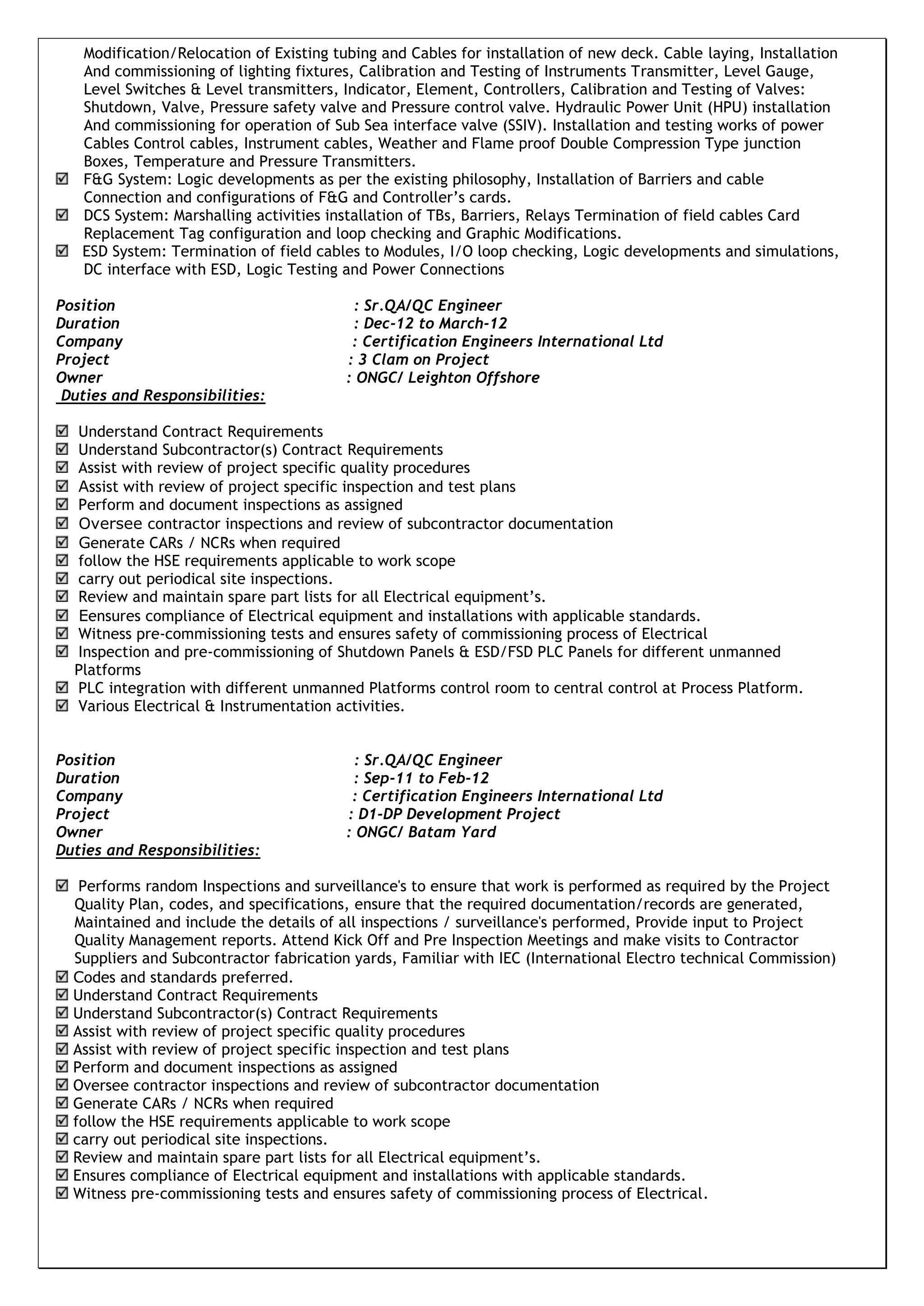 Lead Inspection Engineer CV | PDF