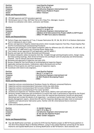 Lead Inspection Engineer CV | PDF