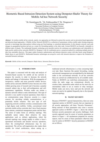 Biometric Based Intrusion Detection System using Dempster-Shafer Theory for Mobile Ad hoc ...