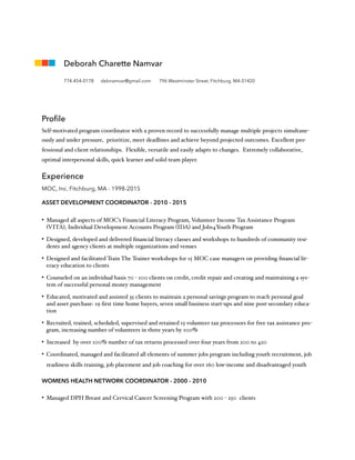 Deborah Namvar Resume 2016 PDF | PDF