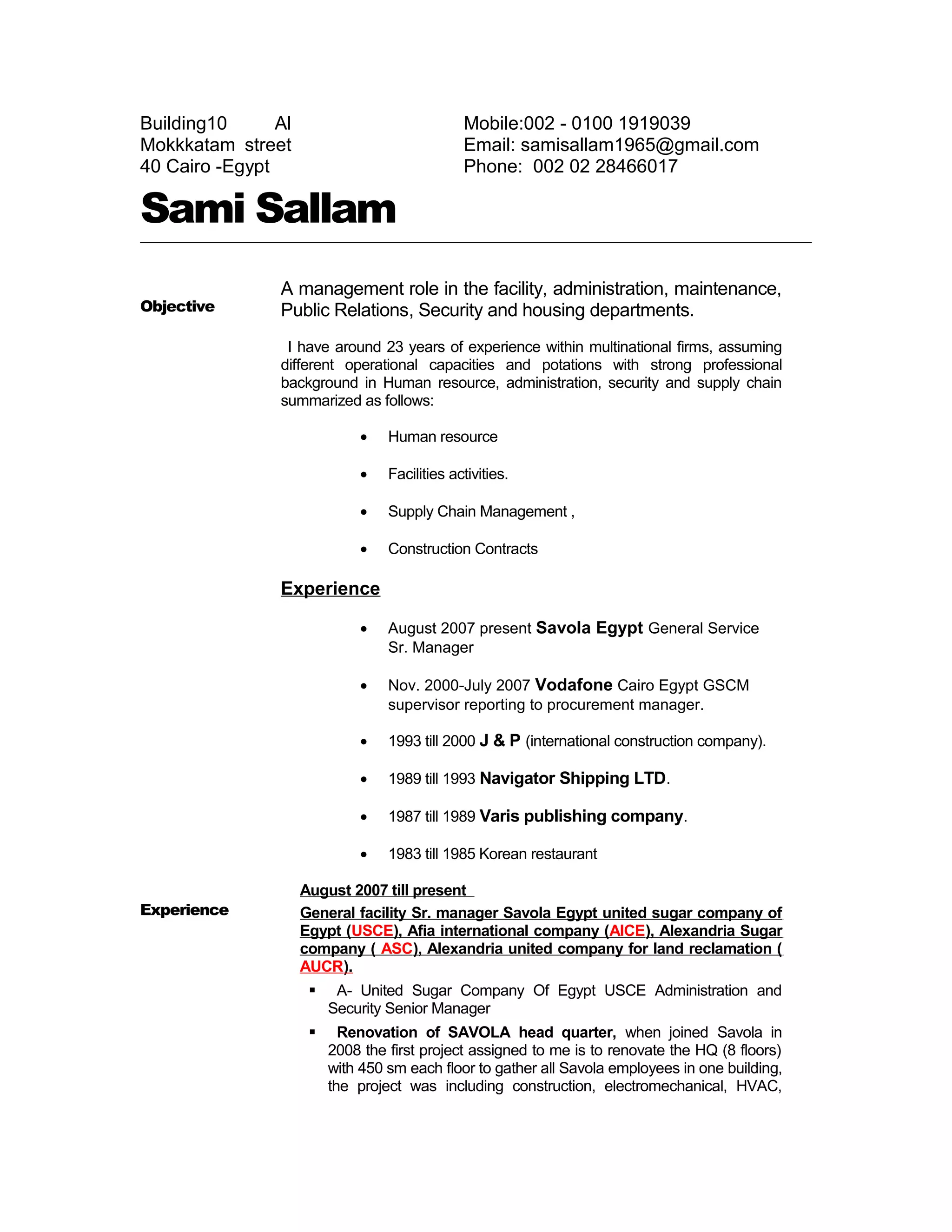 Sami Sallam CV_October 2016 | PDF