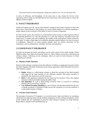 SERVICE LEVEL AGREEMENT BASED FAULT TOLERANT WORKLOAD SCHEDULING IN CLOUD COMPUTING ENVIRONMENT ...