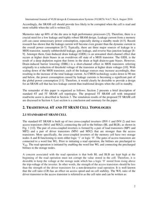 SINGLE-PORT FIVE-TRANSISTOR SRAM CELL WITH REDUCED LEAKAGE CURRENT IN ...