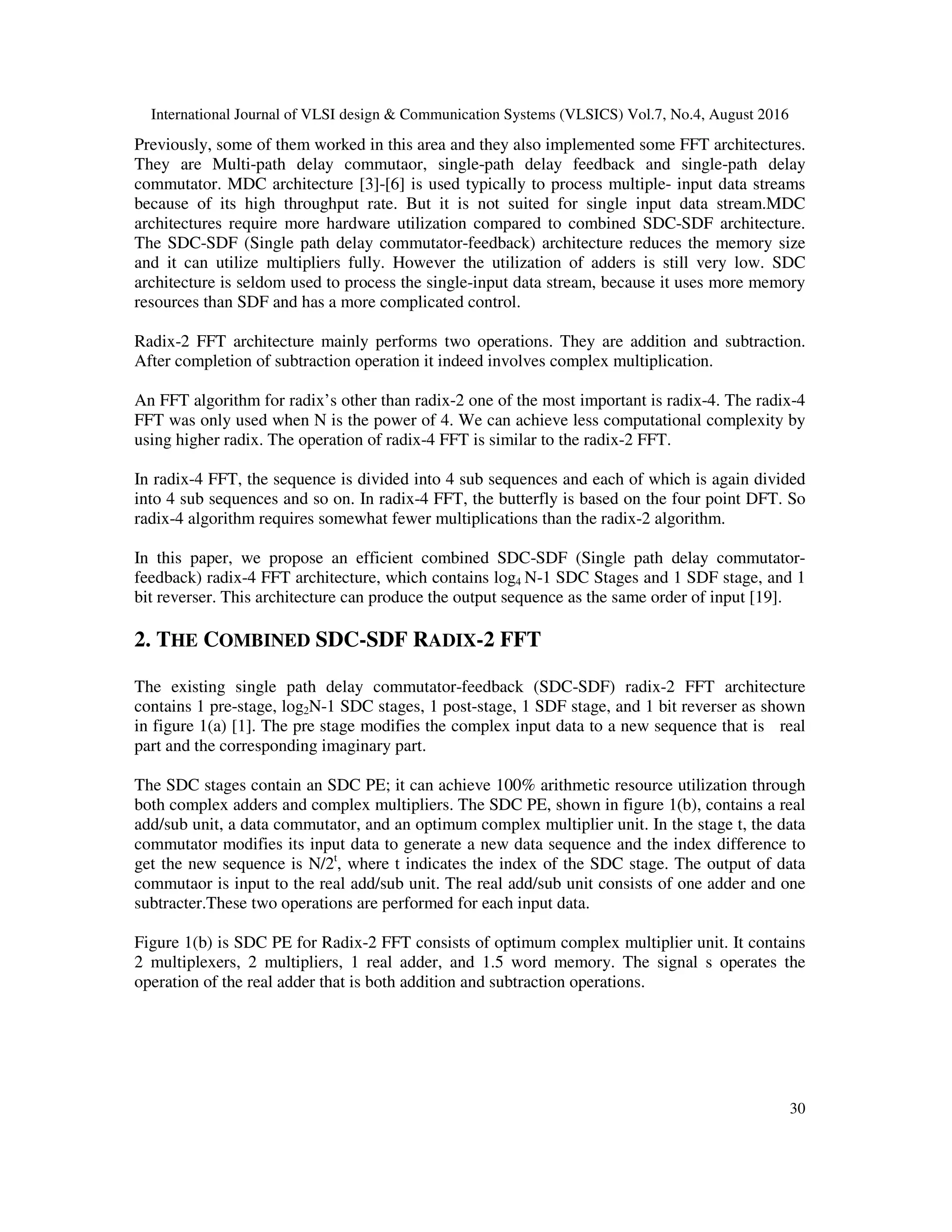 IMPLEMENTATION OF SDC - SDF ARCHITECTURE FOR RADIX-4 FFT | PDF