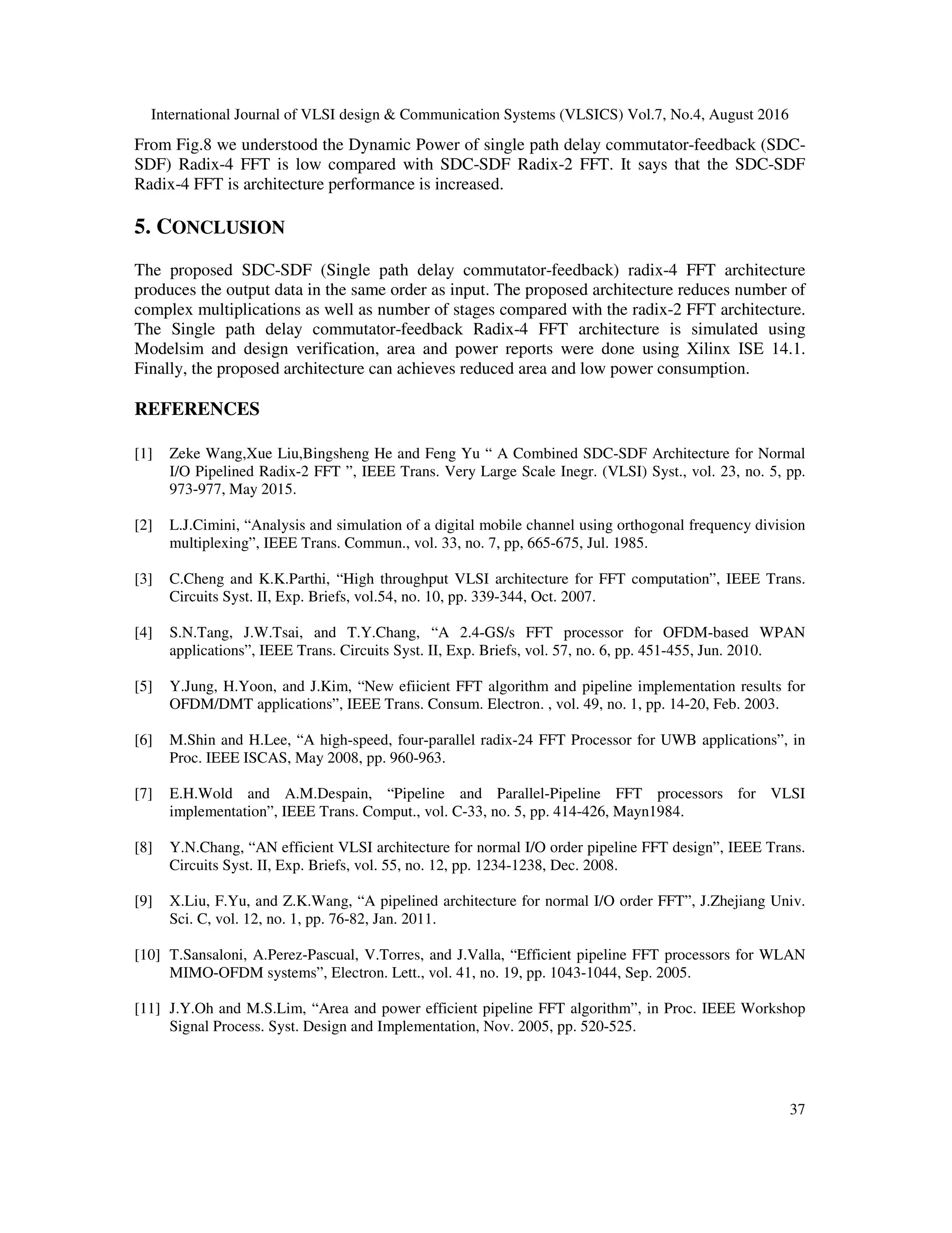 IMPLEMENTATION OF SDC - SDF ARCHITECTURE FOR RADIX-4 FFT | PDF