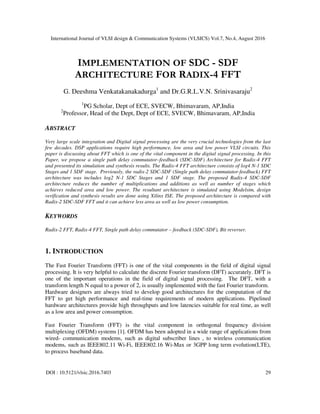 IMPLEMENTATION OF SDC - SDF ARCHITECTURE FOR RADIX-4 FFT | PDF