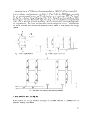 LEAKAGE REDUCTION TECHNIQUE AND ANALYSIS OF CMOS D FLIP FLOP | PDF