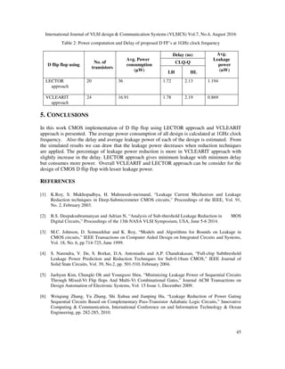 LEAKAGE REDUCTION TECHNIQUE AND ANALYSIS OF CMOS D FLIP FLOP | PDF