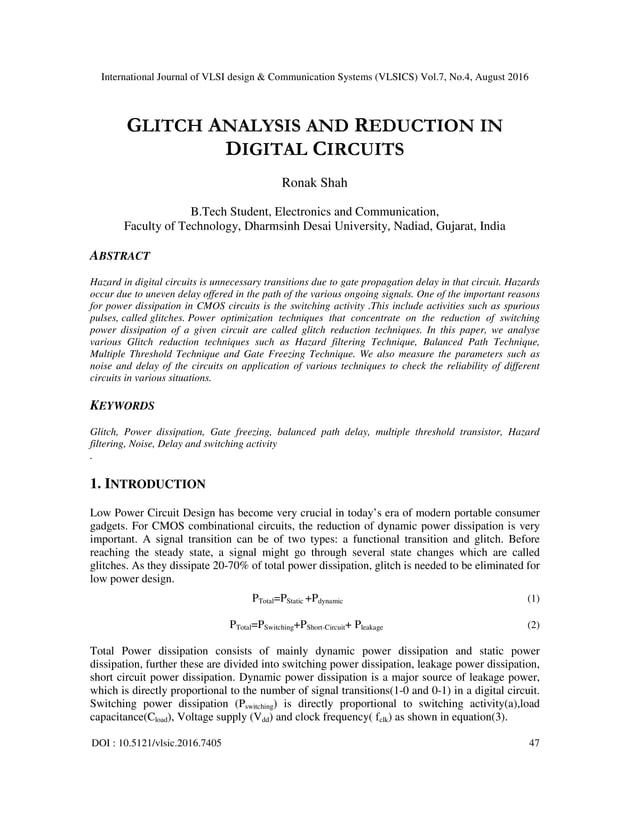 Glitch Analysis and Reduction in Digital Circuits | PDF