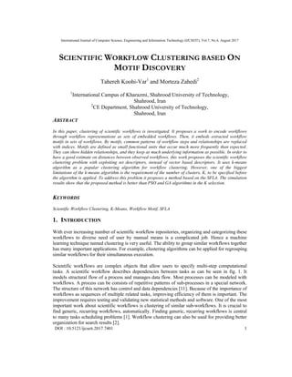 SCIENTIFIC WORKFLOW CLUSTERING BASED ON MOTIF DISCOVERY | PDF