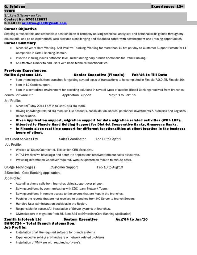 SrinivasResume16102016 | PDF