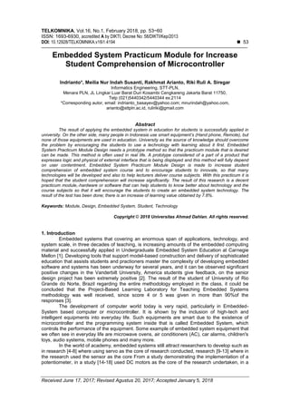 Embedded System Practicum Module for Increase Student Comprehension of Microcontroller | PDF