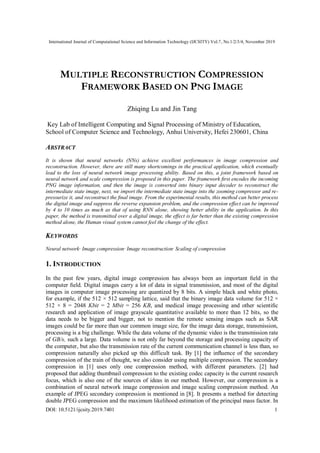 MULTIPLE RECONSTRUCTION COMPRESSION FRAMEWORK BASED ON PNG IMAGE | PDF