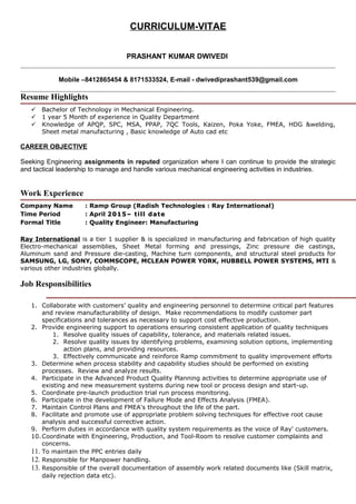 Prashant Dwivedi_CV (1) (1) | PDF