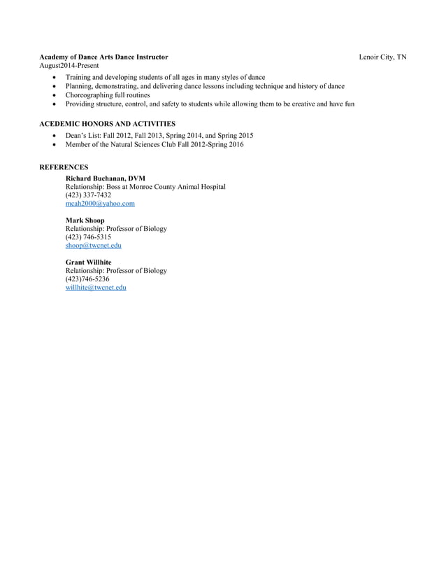 Resume final copy | PDF | Veterinary Medicine | Pets