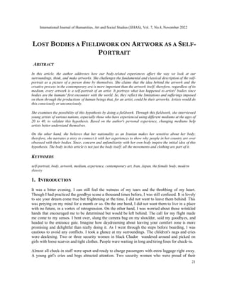 LOST BODIES A FIELDWORK ON ARTWORK AS A SELFPORTRAIT | PDF