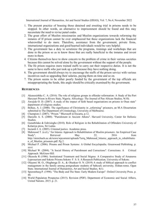 IMPACT OF ISLAM AS A SOCIAL TOOL FOR REFORMING INMATES: A CASE STUDY OF ...