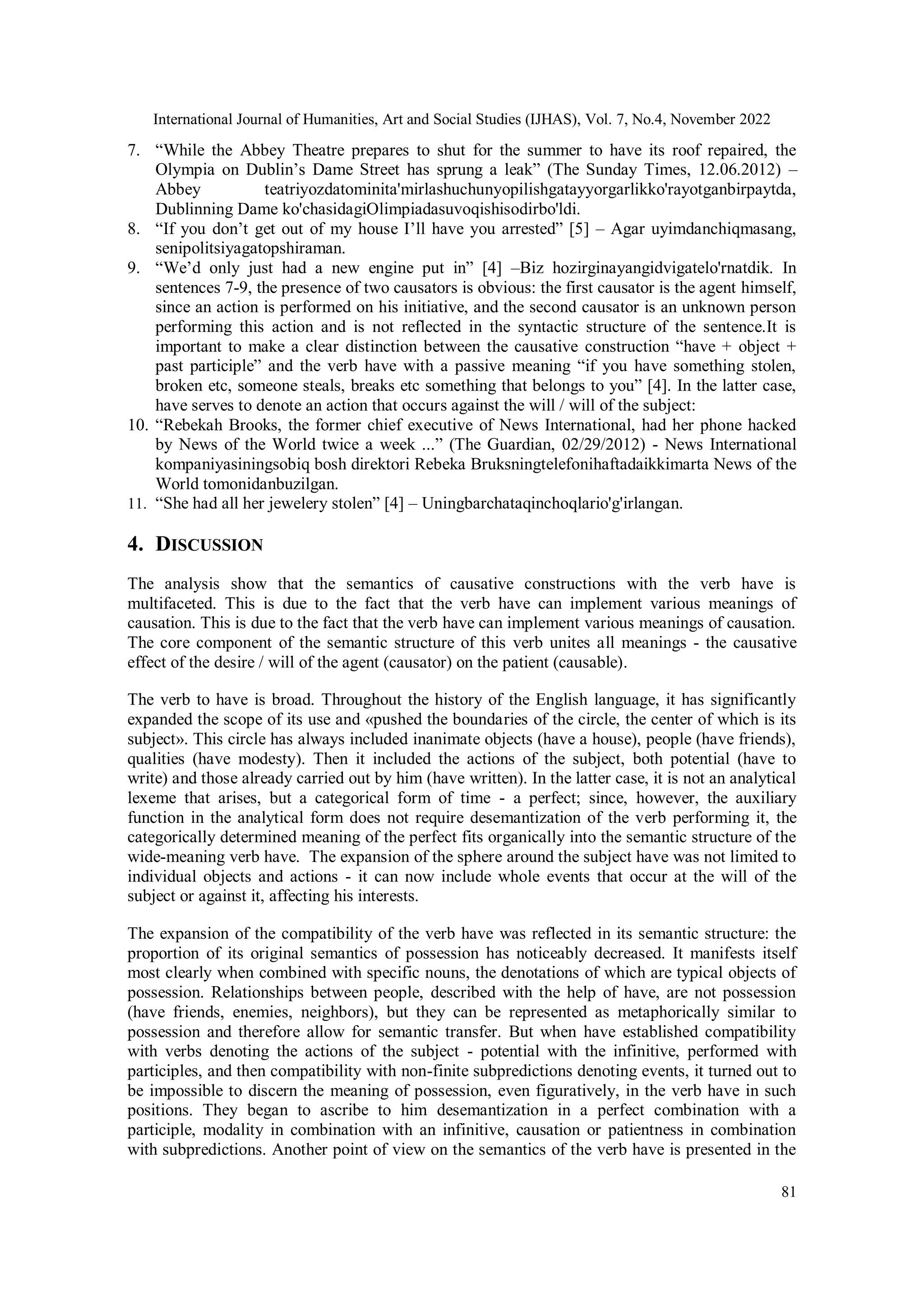 THE CAUSATIVE VERB TO HAVE IN MODERN ENGLISH | PDF