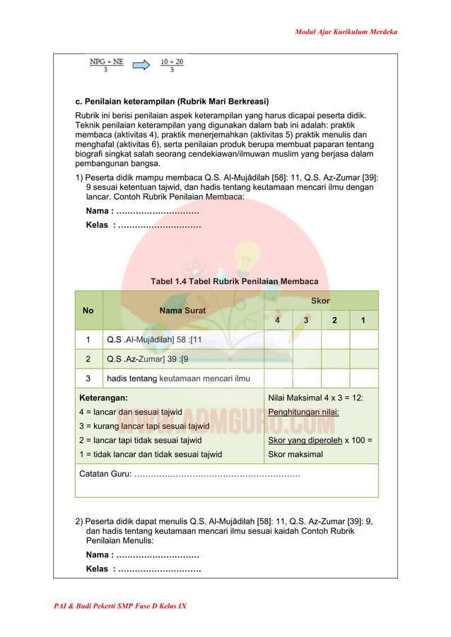 742486338-Modul-Ajar-PAI-Kelas-9. Kurikulum merdeka pdf | PDF