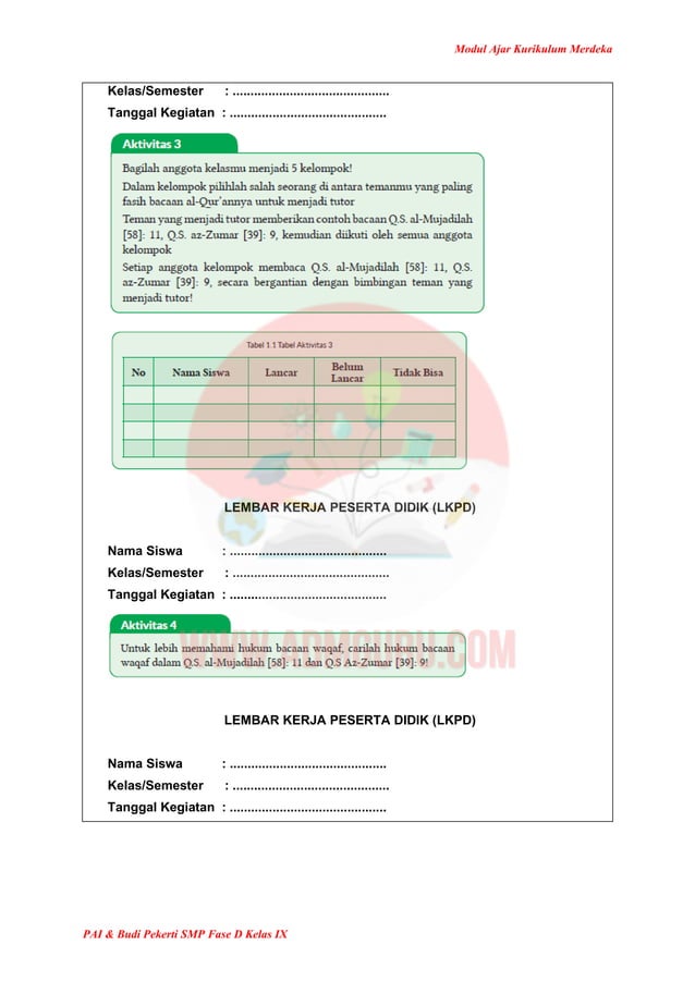 742486338-Modul-Ajar-PAI-Kelas-9. Kurikulum merdeka pdf | PDF