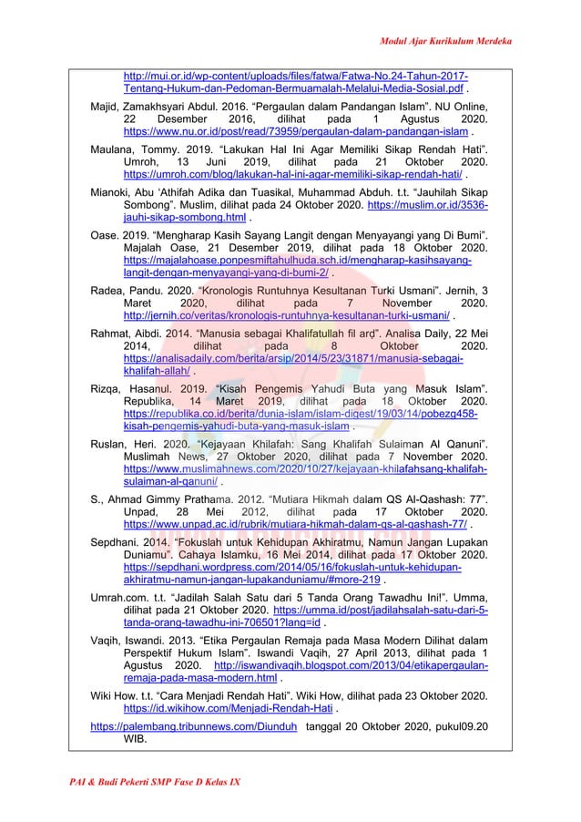 742486338-Modul-Ajar-PAI-Kelas-9. Kurikulum merdeka pdf | PDF