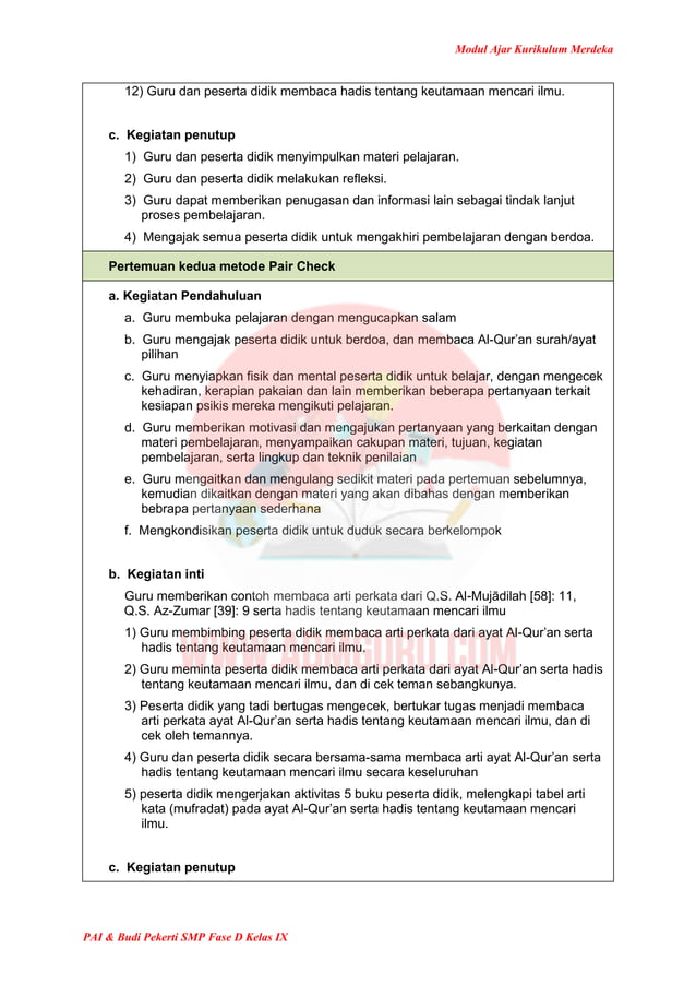 742486338-Modul-Ajar-PAI-Kelas-9. Kurikulum merdeka pdf | PDF