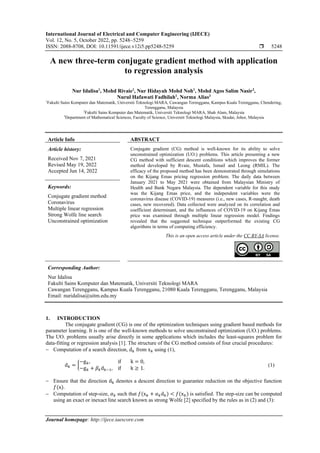 A new three-term conjugate gradient method with application to regression analysis | PDF