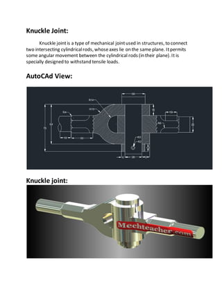knuckle Joint 2D drawing AutoCAD 2019 | DOCX