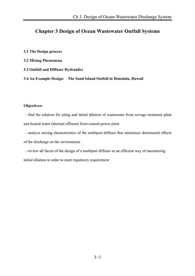 Design of Ocean Waswater Outfall Systems | PDF