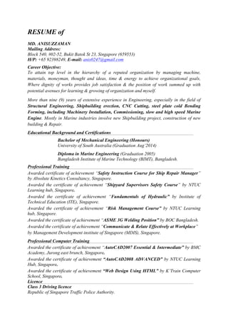 Resume of MD ANISUZZAMAN | PDF
