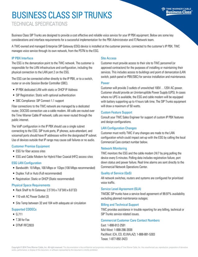 SIP Tech Specs | PDF