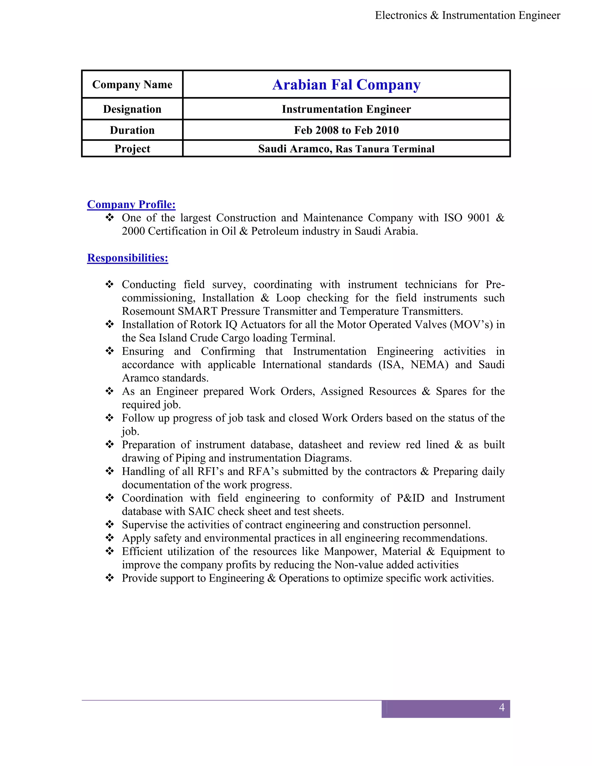 Instrumentation Engineer | PDF