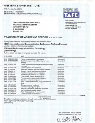 First year transcript-tafe | PDF