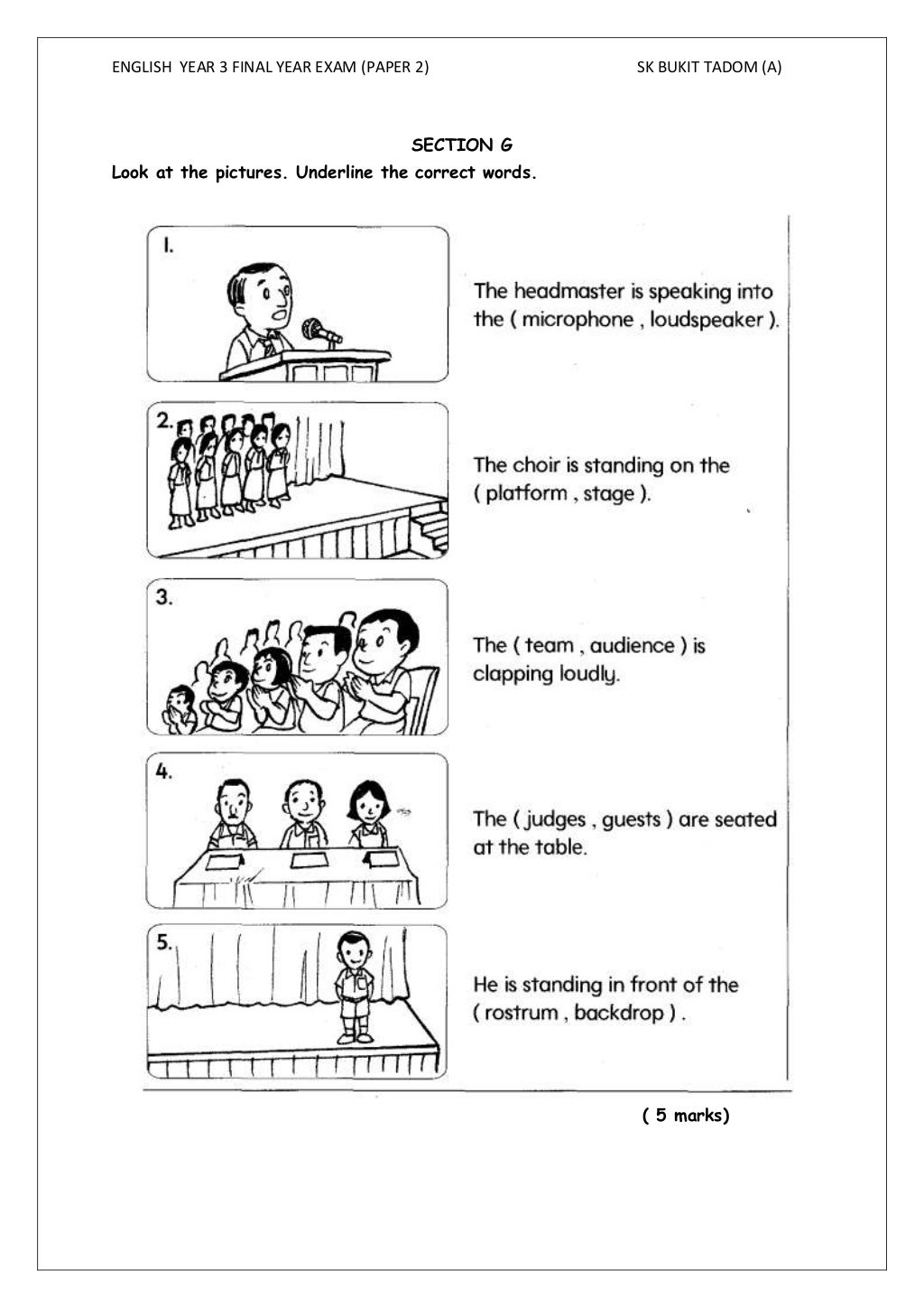 english test-year-3-paper-2