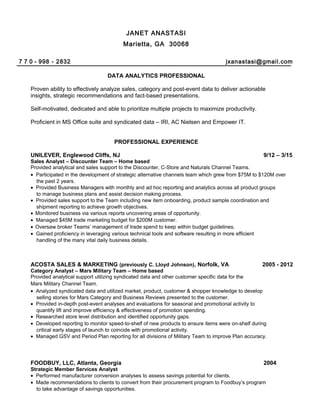 Resume Janet Anastasi | DOC