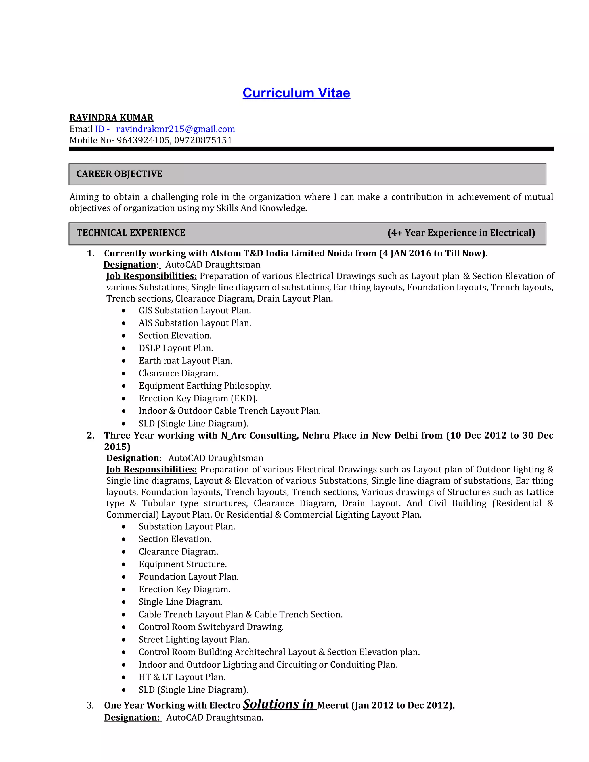 Ravindra Kumar New CV | PDF