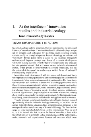 Industrial Ecology And Spaces of Innovation Ken Green | PDF