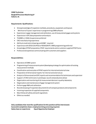 CMM Technician | DOCX