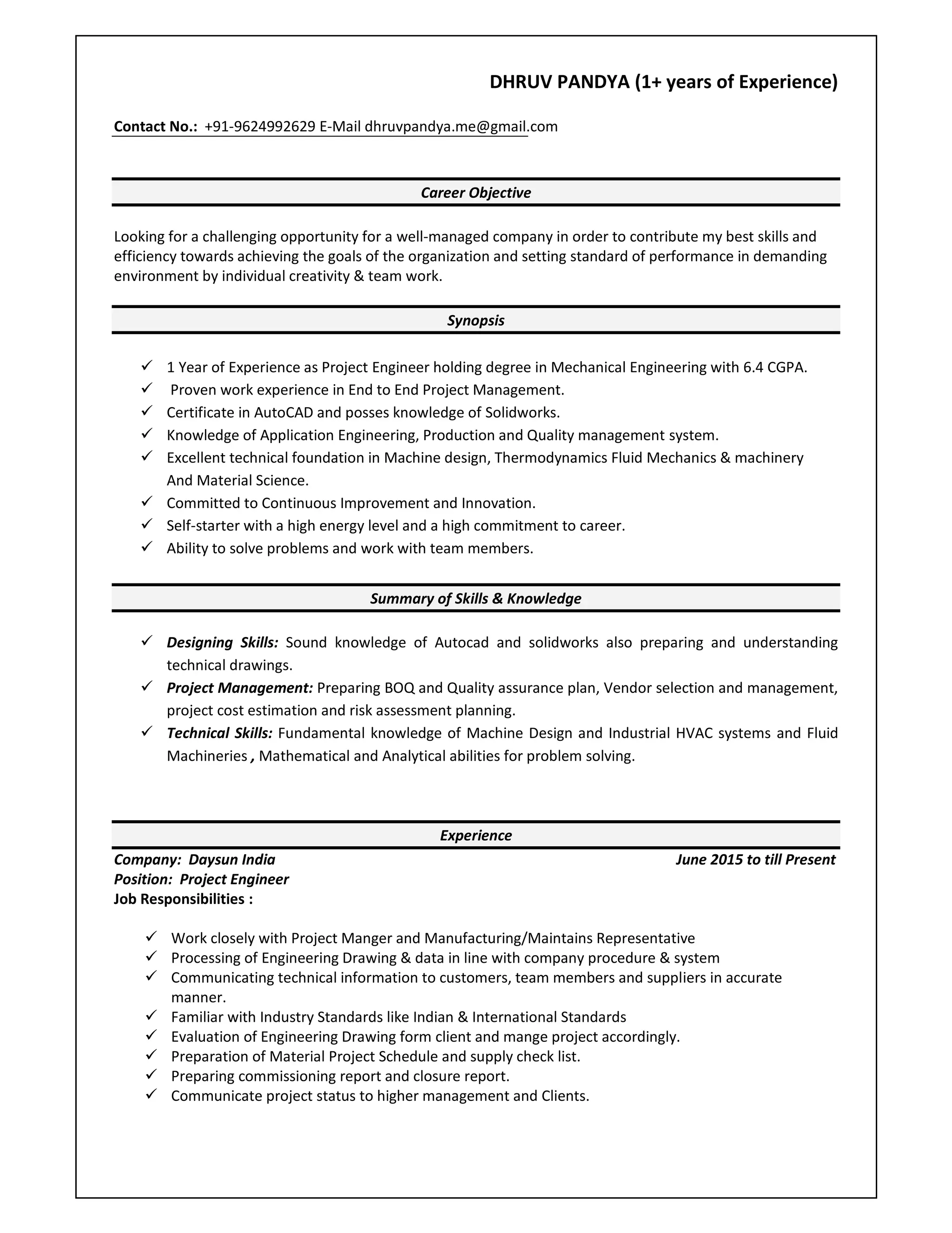 Dhruv Pandya CV | PDF