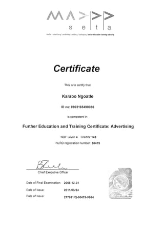 Vega_School_Imagination Lab_KNgoatle MAPPP Certificate 2008 | PDF