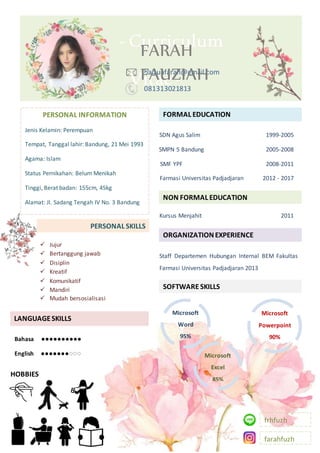 CV Farah Fauziah | PDF