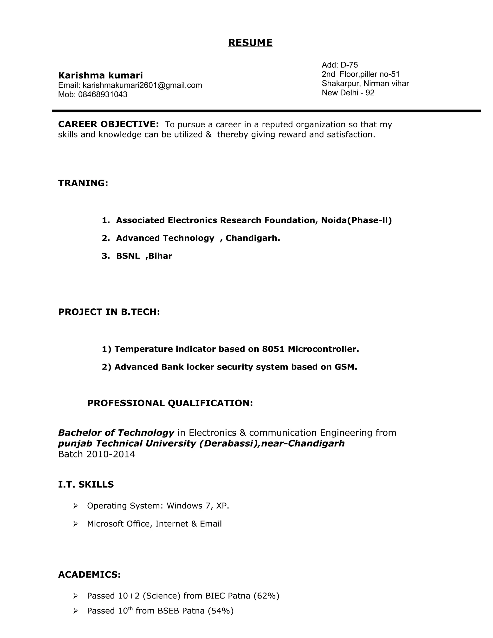 karishma resume | DOC