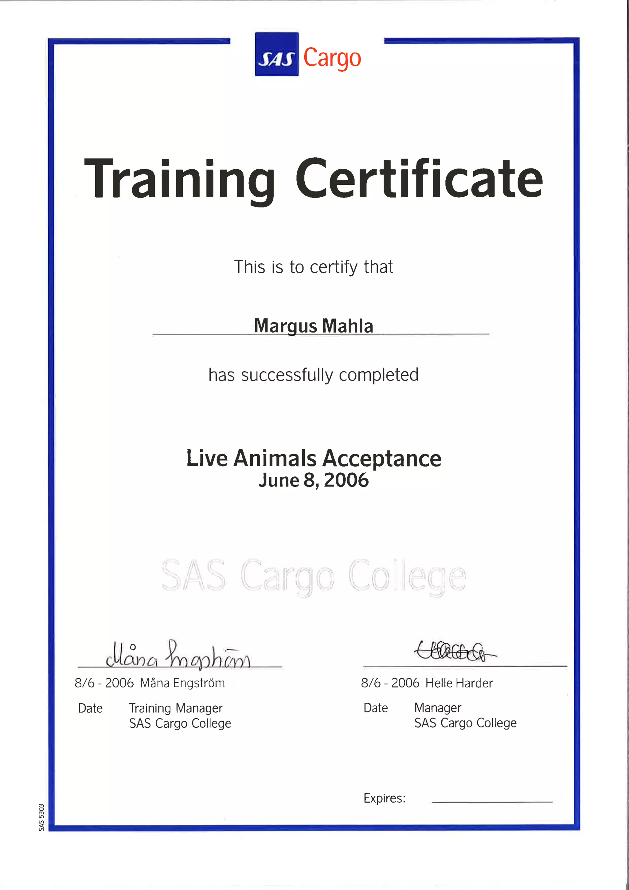 SAS Cargo - Live Animals | PDF