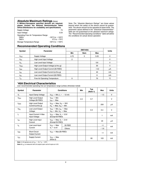 7447 National Semiconductor Datasheet | PDF