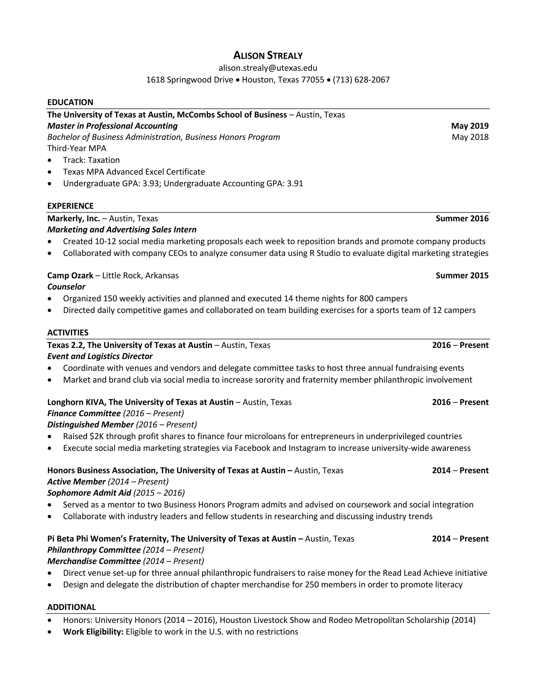 Alison Strealy Resume Spring 2017(2) | PDF