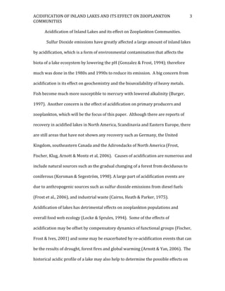 Acidification Limnology Lit Review | PDF