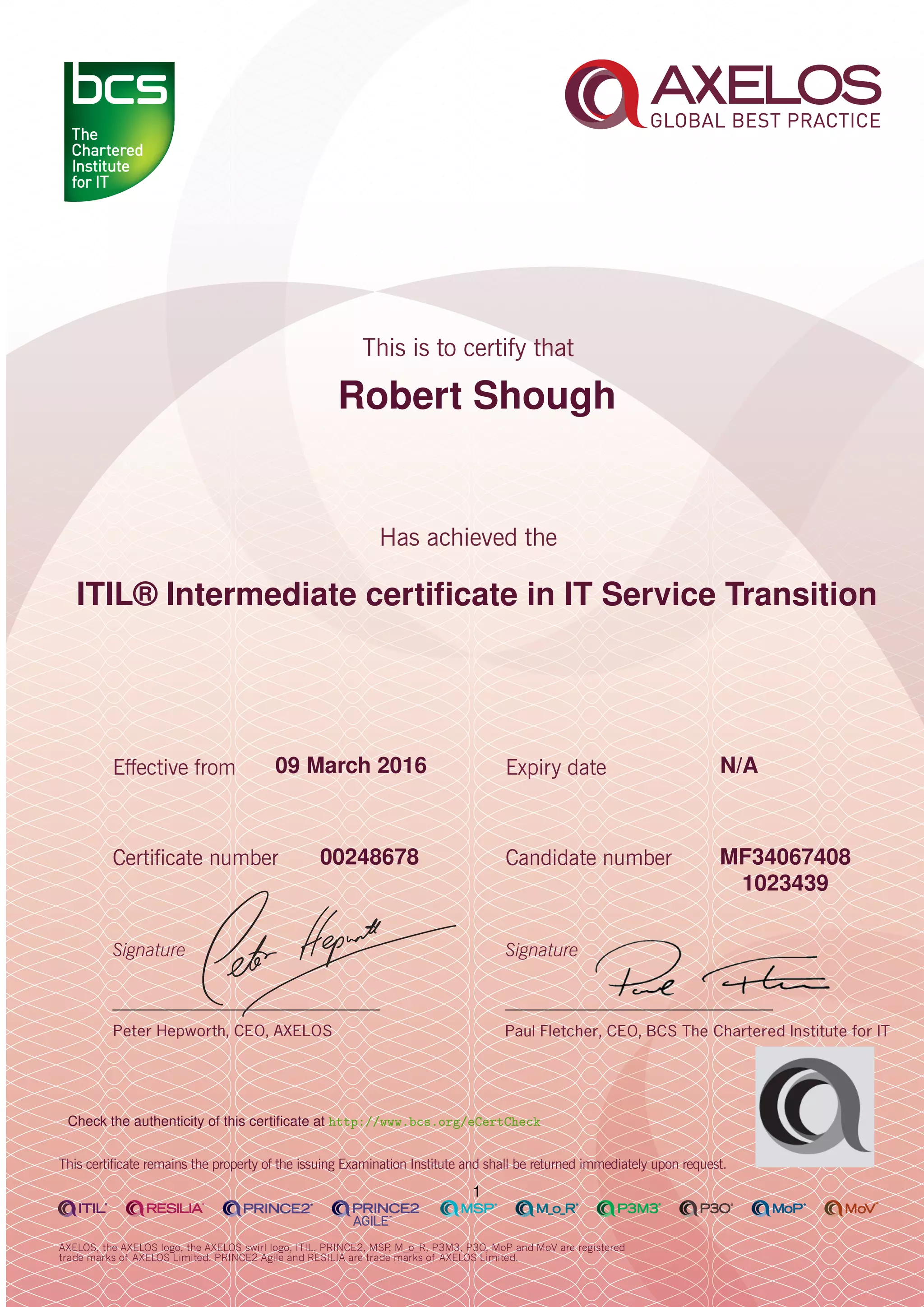 ITIL Service Transition Certificate | PDF