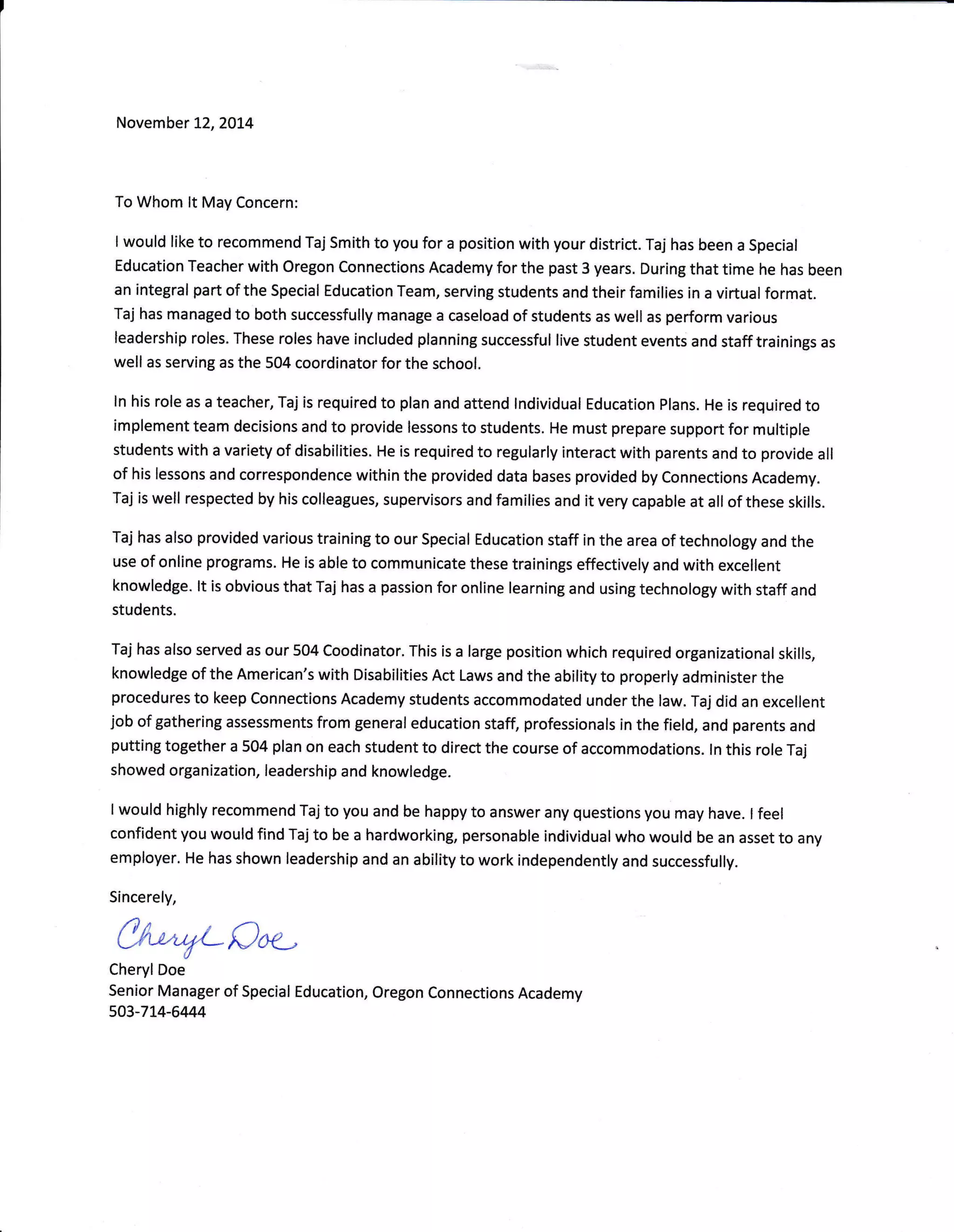 Letter of Rec CD | PDF